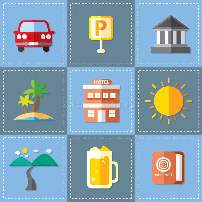 Set of Tourism Icons. Vector Illustration Decorative Design Stock ...
