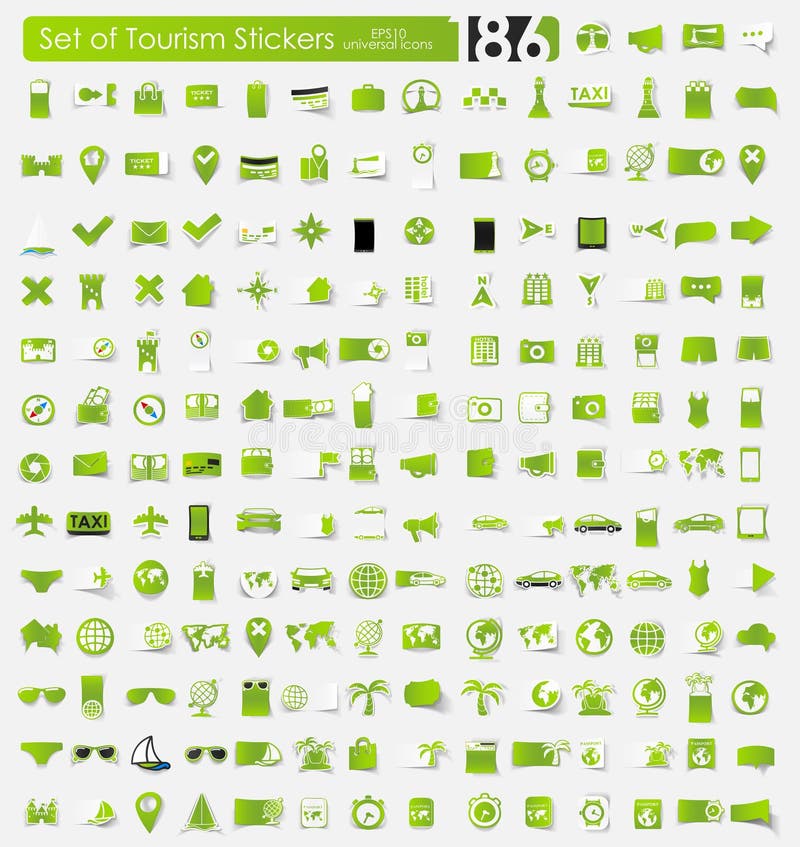 Set of tourism stickers stock vector. Illustration of pictogram - 55078675