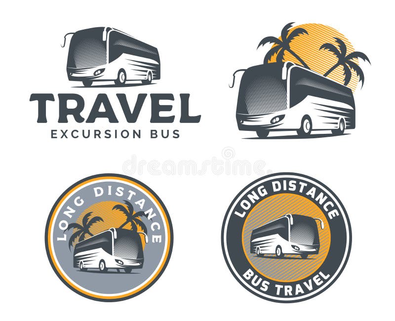 Set of Tourist Bus Logo, Emblems and Badges Isolated on White Ba Stock ... Set of Tourist Bus Logo, Emblems and Badges Isolated on White Ba Stock ...