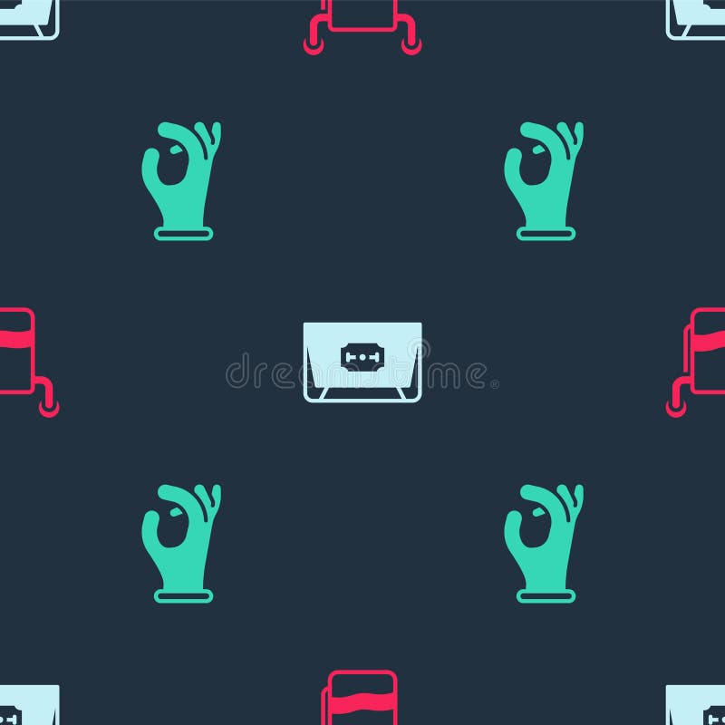 Set Towel on a Hanger, Blade Razor and Medical Rubber Gloves on ...