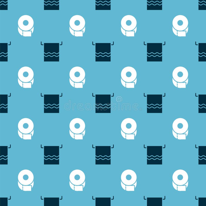Set Towel on a Hanger and Toilet Paper Roll on Seamless Pattern. Vector ...