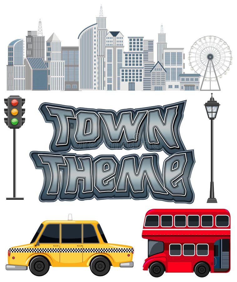 Town Theme Building Template Stock Vector - Illustration of urban, clip ...