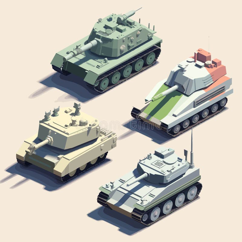 Tanks Set Isometric Vector Simple Illustration Stock Vector ...