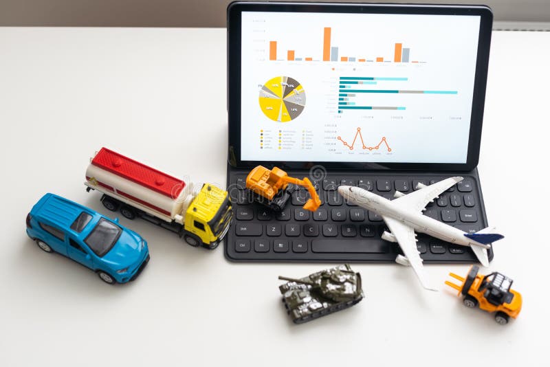 A Set of Toy Vehicles and a Tablet Stock Image - Image of retro ...