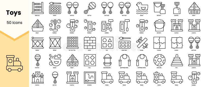 Set of Toys Icons. Simple Line Art Style Icons Pack Stock Vector ...