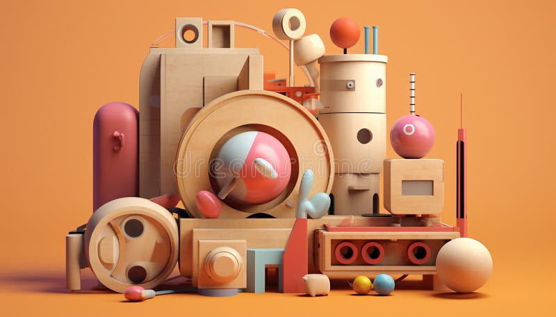 A Set of Toys and Objects that are Sitting on the Background, in the ...