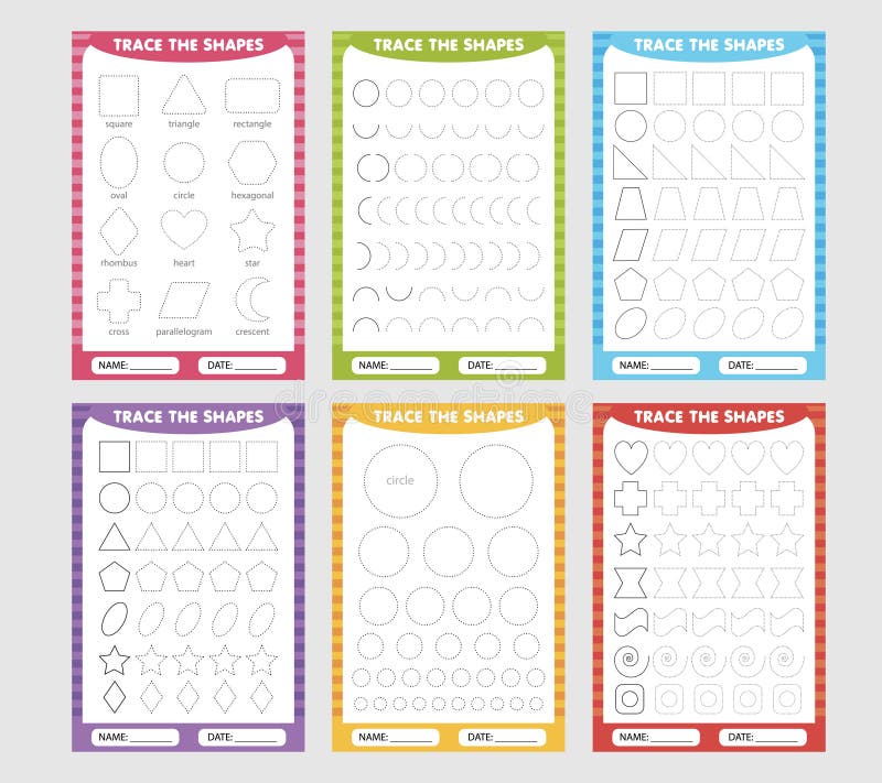 Trace the Geometric Circles, Semicircle Shapes Around the Contour ...