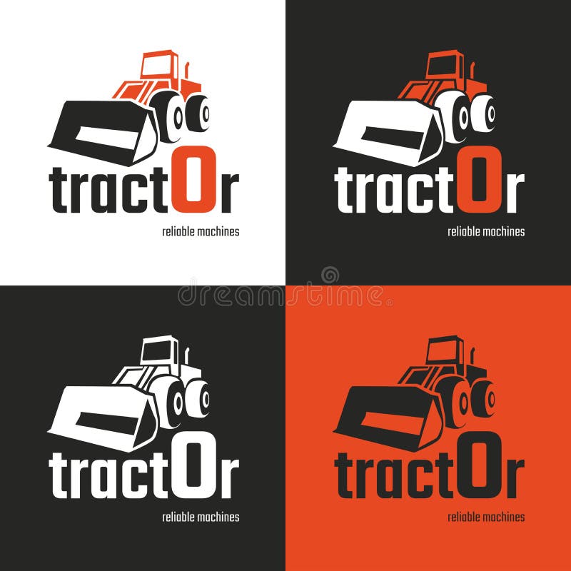 A Set of Tractor Logos on Different Backgrounds Stock Illustration ...