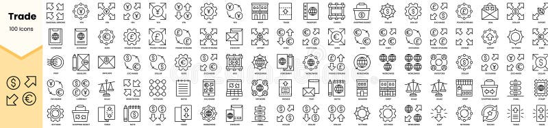 Set of Trade Icons. Simple Line Art Style Icons Pack Stock Vector ...