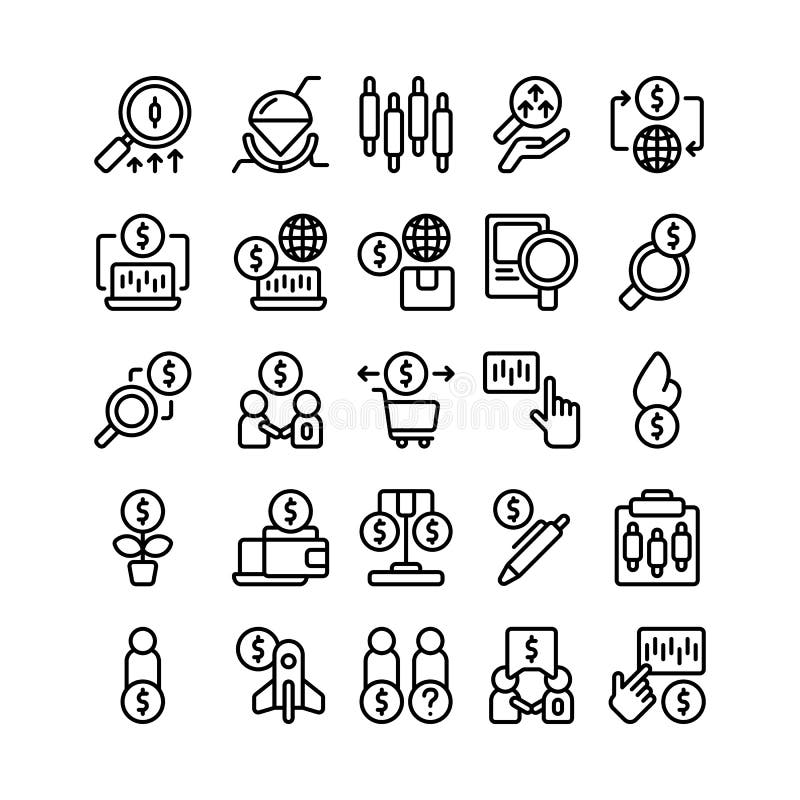 Set of Trade Trader Trading Outline Icon, Logo, and Illustration Stock ...