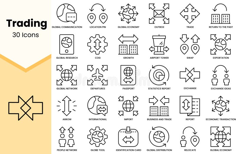 Set of Trading Icons. Simple Line Art Style Icons Pack Stock Vector ...