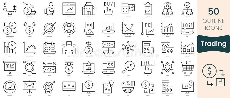 Set of Trading Icons. Thin Linear Style Icons Pack Stock Vector ...