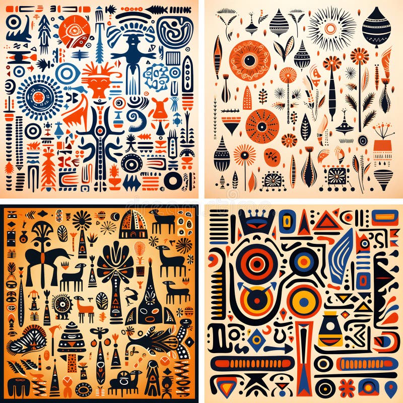 Set of Traditional African Senegal Pattern Stock Illustration ...