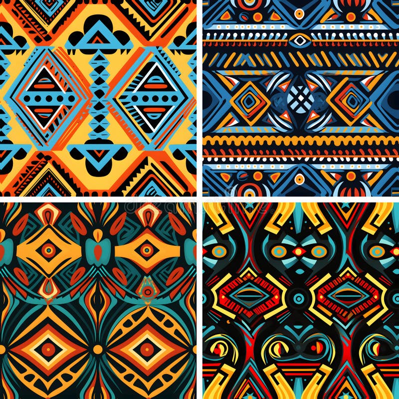 Set of Traditional African Senegal Seamless Pattern Stock Illustration ...