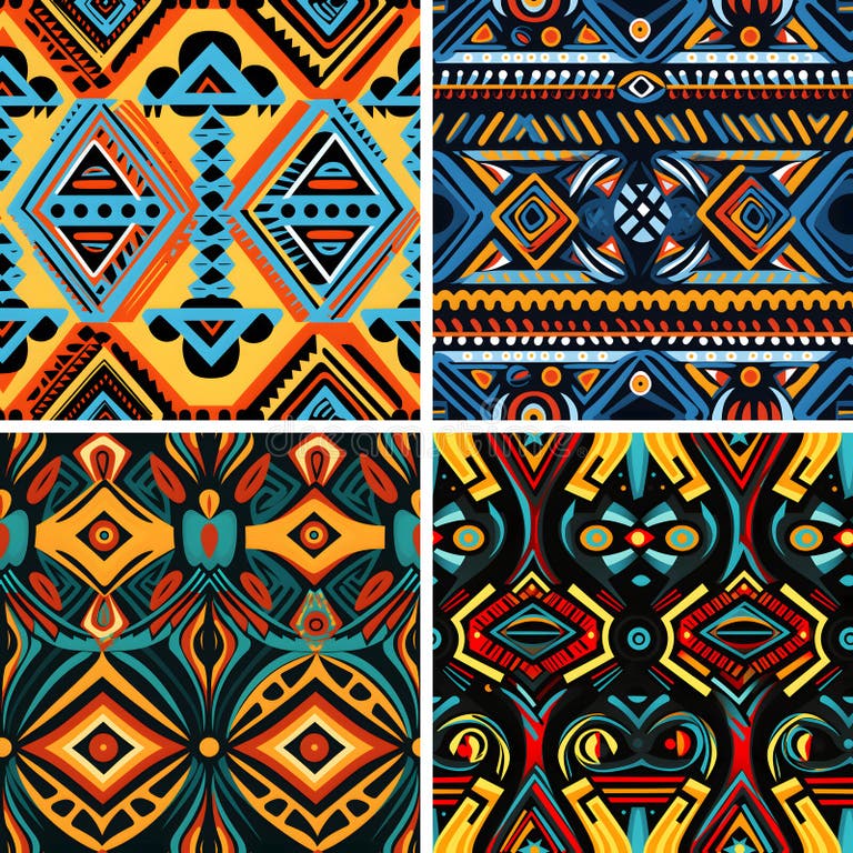Set of Traditional African Senegal Seamless Pattern Stock Illustration ...