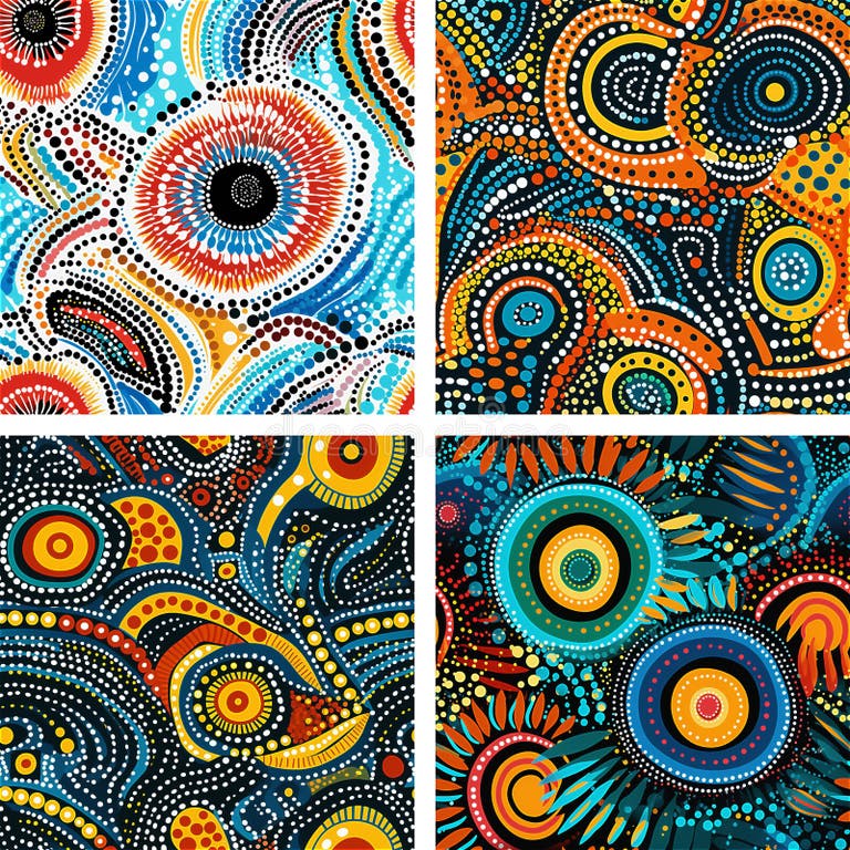 Set of Traditional Australian Aboriginal Pattern Stock Illustration ...