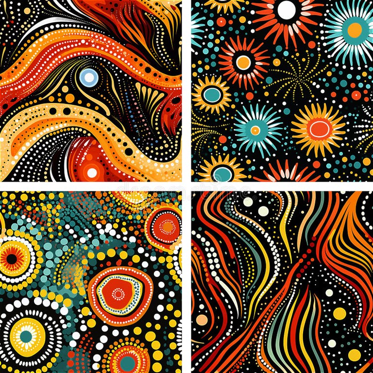 Set of Traditional Australian Aboriginal Pattern Stock Illustration ...