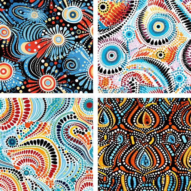 Set of Traditional Australian Aboriginal Pattern Stock Illustration ...
