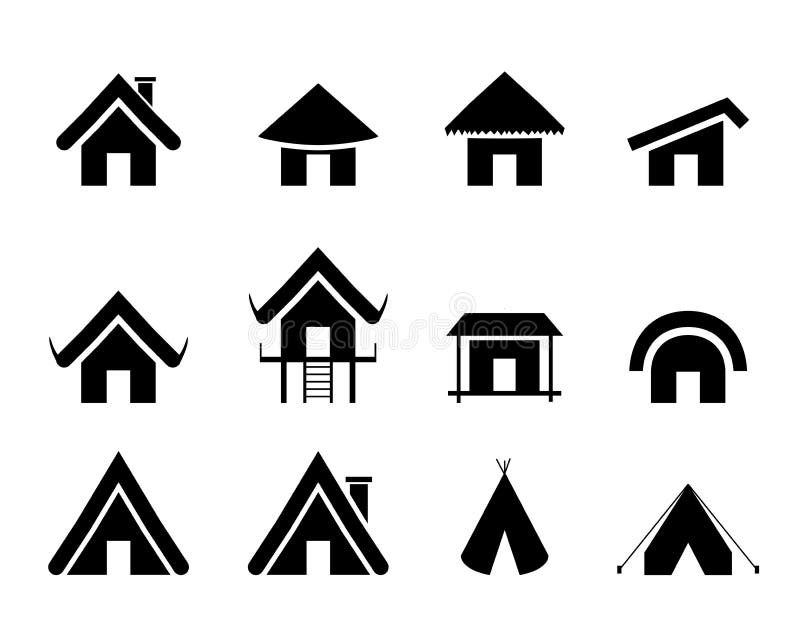 Set of Traditional Home Icon in Minimal Stock Vector - Illustration of ...