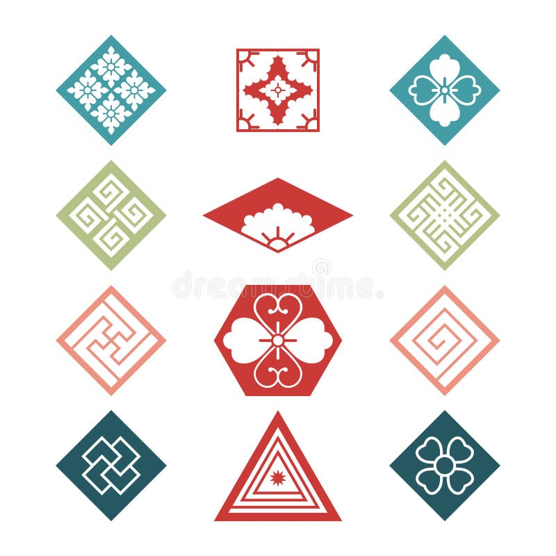 Set With Traditional Japanese Design Elements Stock Vector Japanese