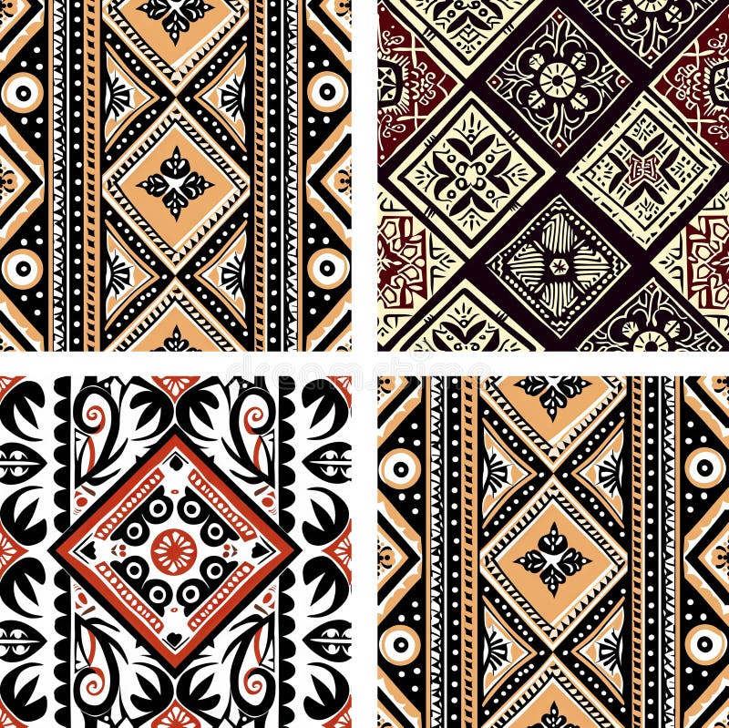 Set of Traditional Polynesian Seamless Pattern Stock Photo - Image of ...