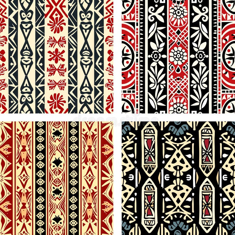 Set of Traditional Polynesian Seamless Pattern Stock Photo - Image of ...