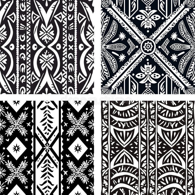Set of Traditional Polynesian Seamless Pattern Stock Photo - Image of ...