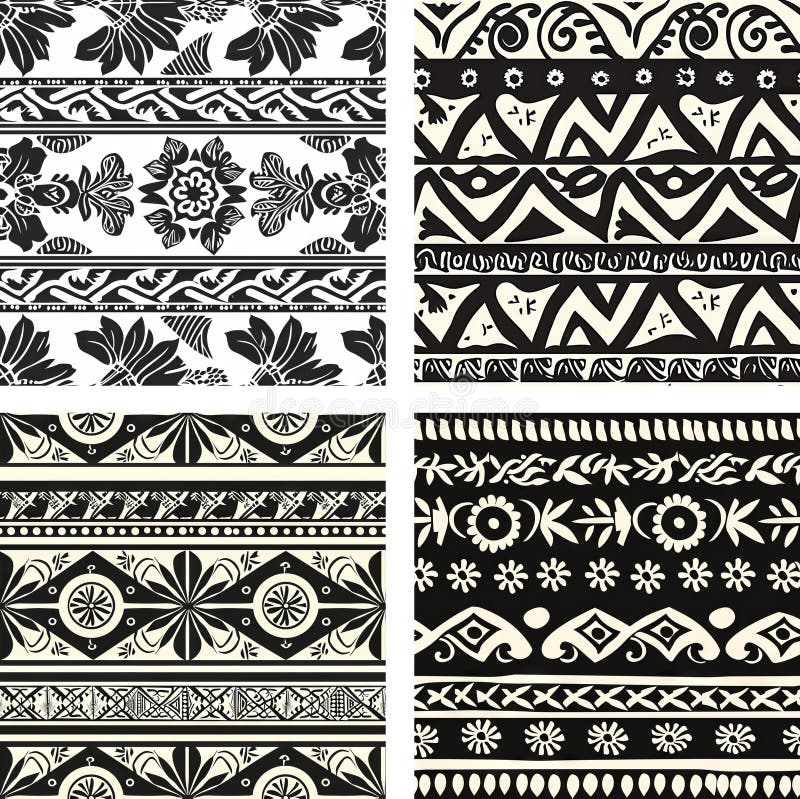 Set of Traditional Polynesian Seamless Pattern Stock Image - Image of ...
