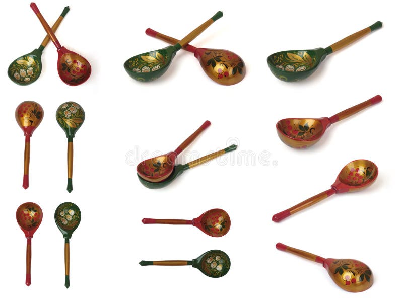 Set of Traditional Russian Wooden Spoon. Stock Image - Image of ...