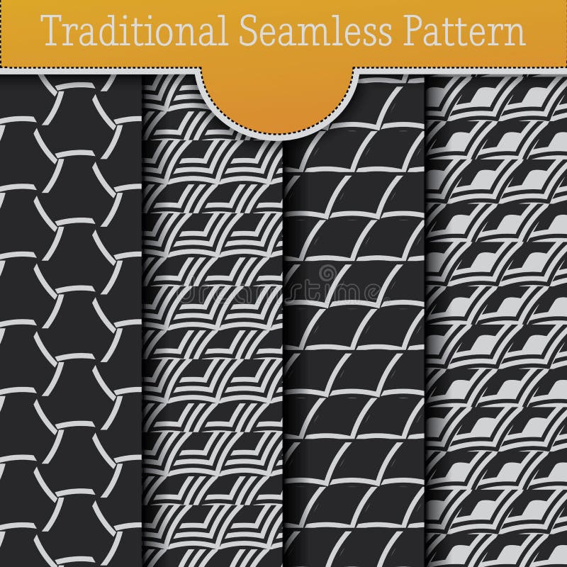 Set of Traditional Seamless Pattern Scale Stock Vector - Illustration ...