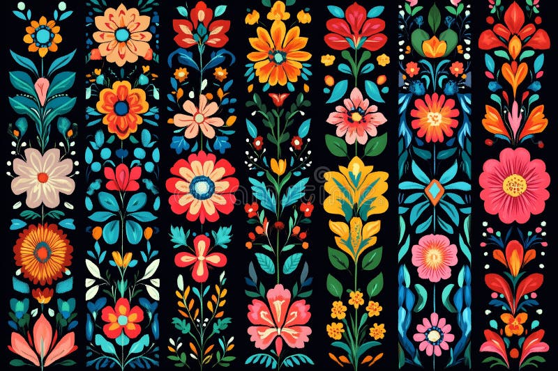 A Set of Traditional Spanish Embroidered Pattern Designs Stock ...