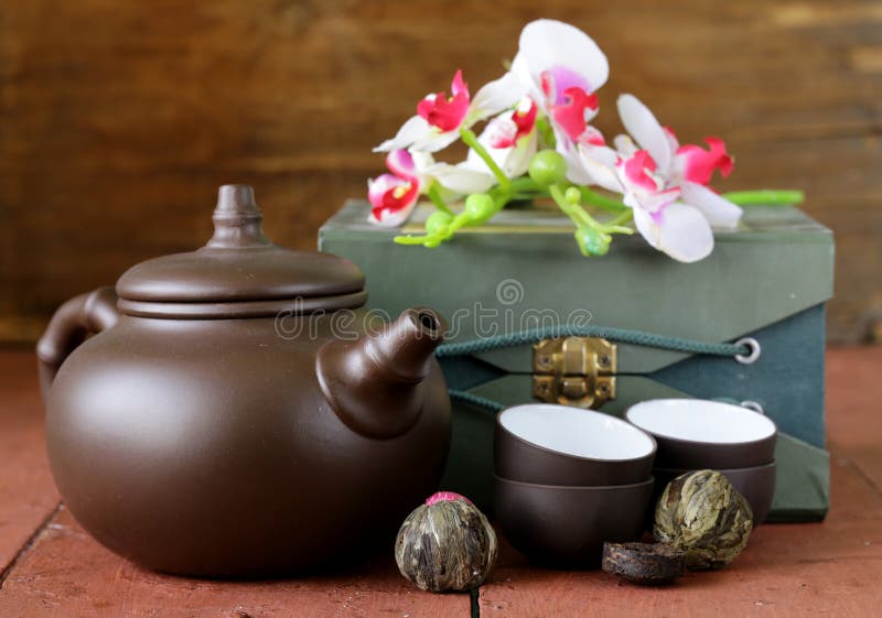 Set for a Traditional Tea Drinking Stock Image - Image of green ...