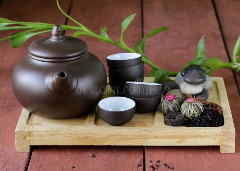 Set for a Traditional Tea Drinking (kettle, Cups and Various Tea) Stock ...