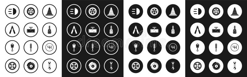Set Traffic Cone, Car Mirror, Battery Jumper Power Cable, High Beam ... Set Traffic Cone, Car Mirror, Battery Jumper Power Cable, High Beam ...