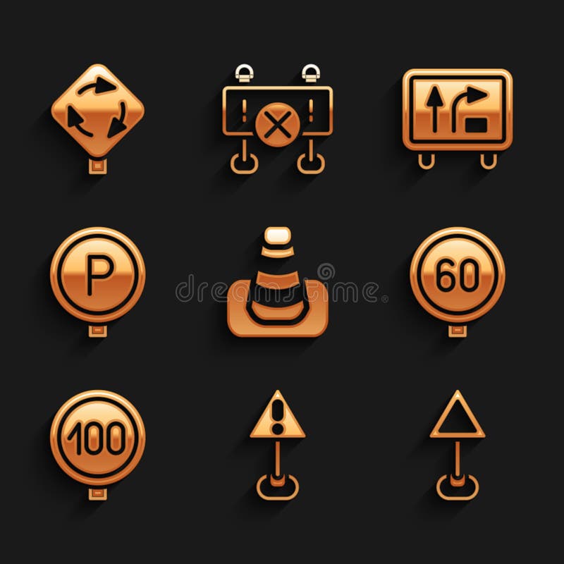 Set Traffic Cone, Exclamation Mark in Triangle, Triangle Warning Blank ...