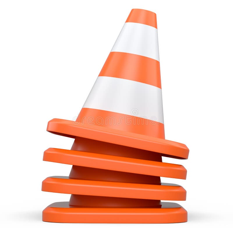 Set of Traffic Cones for Under Construction Road Work on White ...