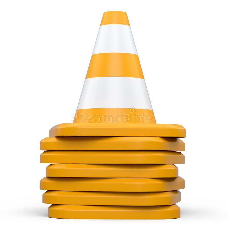 Set of Traffic Cones for Under Construction Road Work on White ...