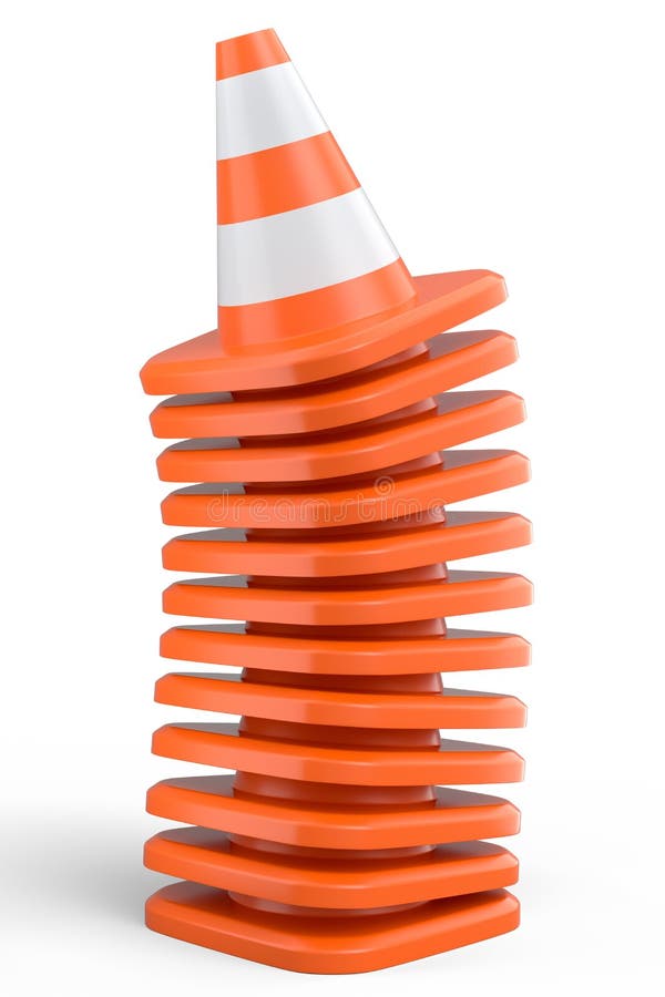 Set of Traffic Cones for Under Construction Road Work on White ...
