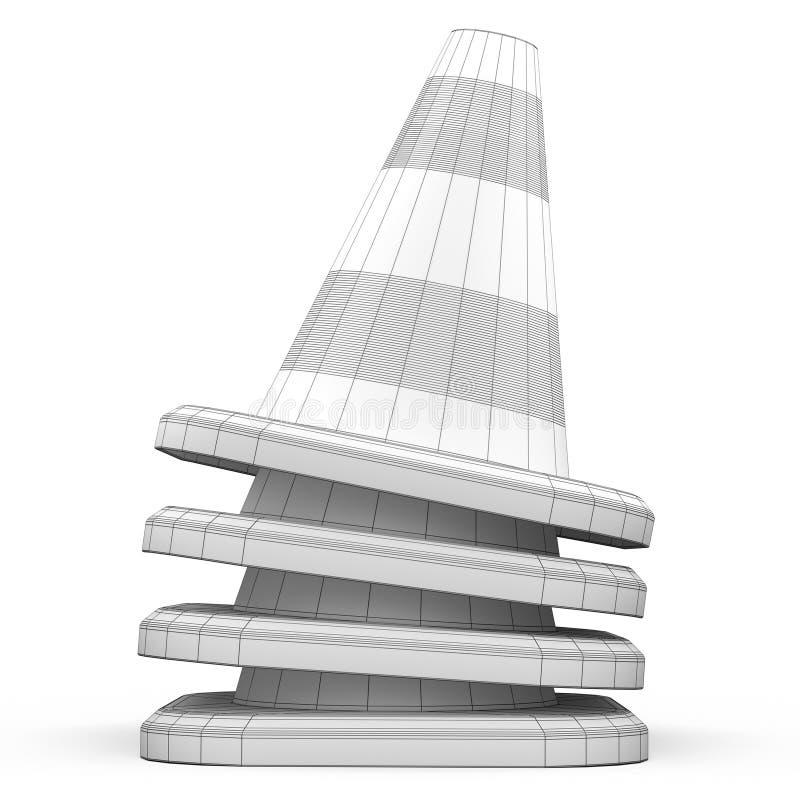 Set of Traffic Cones for Under Construction Road Work on White ...