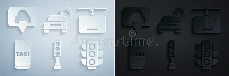 Set Traffic Light, Cable Car, Taxi Call Telephone Service, Map Pointer ...