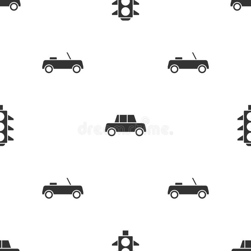 Set Traffic Light, Car and on Seamless Pattern. Vector Stock ...