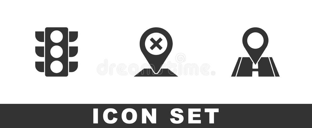Set Traffic Light, Location and Icon. Vector Stock Vector ...