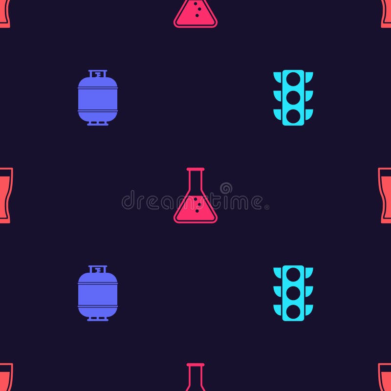 Set Traffic Light, Propane Gas Tank, Test Tube and Flask and Glass of ...