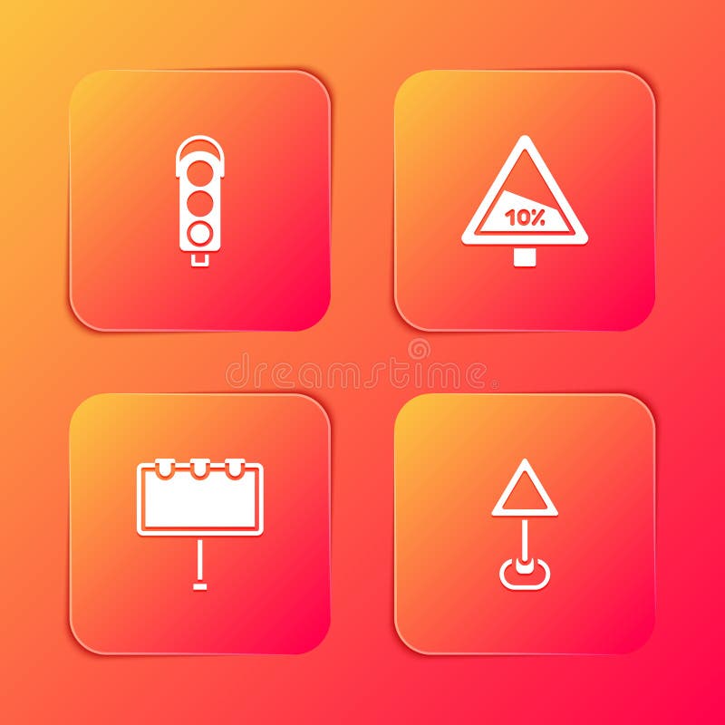 Set Traffic Light, Steep Ascent and Descent Road, Billboard with Lights ...