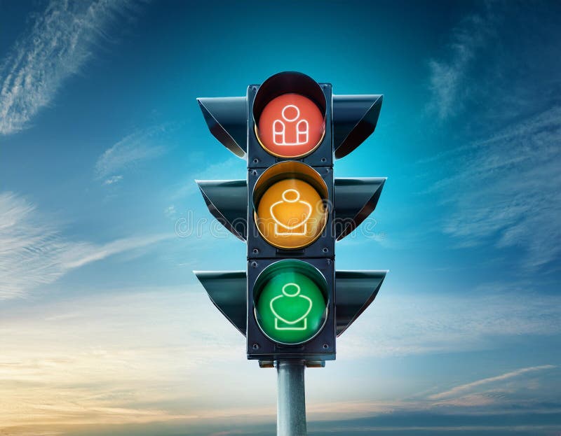A Set of Traffic Lights with Icons Representing Social Media Functions ...