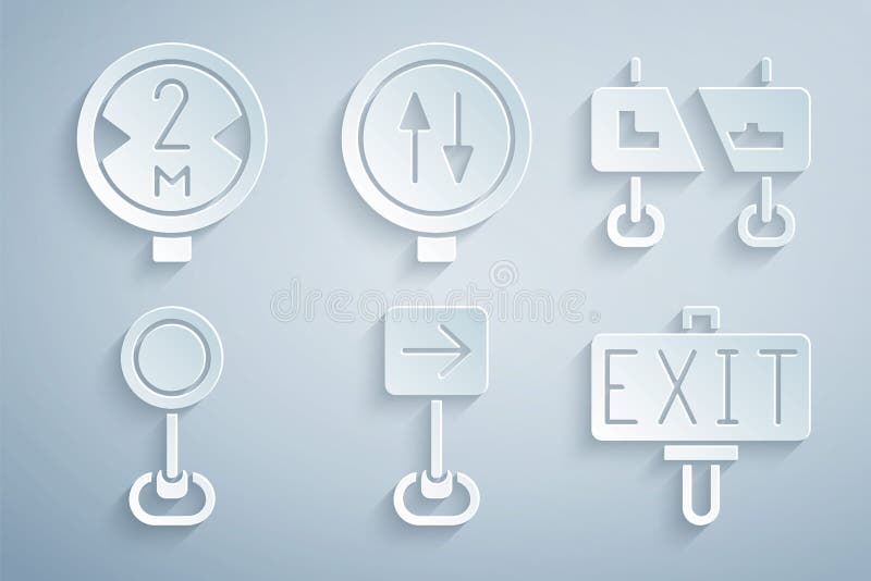 Set Traffic Sign Turn Right, Road Traffic, Fire Exit, Warning Two Way ...