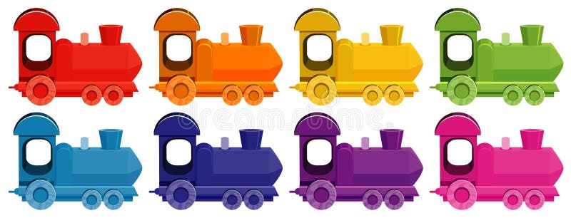 Set of Train in Eight Colors Stock Illustration - Illustration of food ...