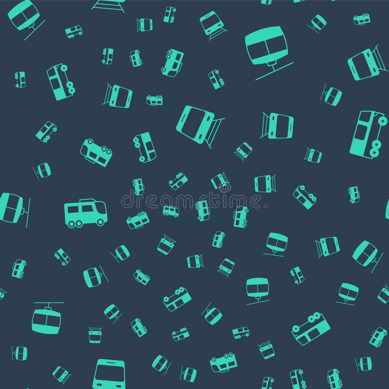 Set Train and Railway, Cable Car, Bus and on Seamless Pattern. Vector ...