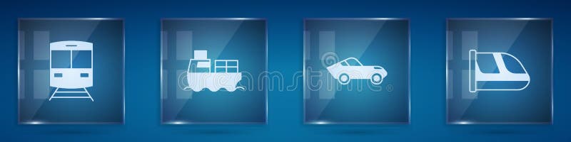 Set Train and Railway, Cargo Ship with Boxes Delivery, and . Square ...