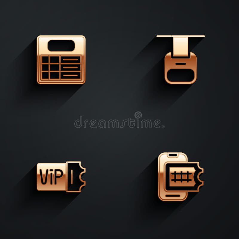 Set Train Station Board, Cable Car, Ticket and Online Booking Icon with ...